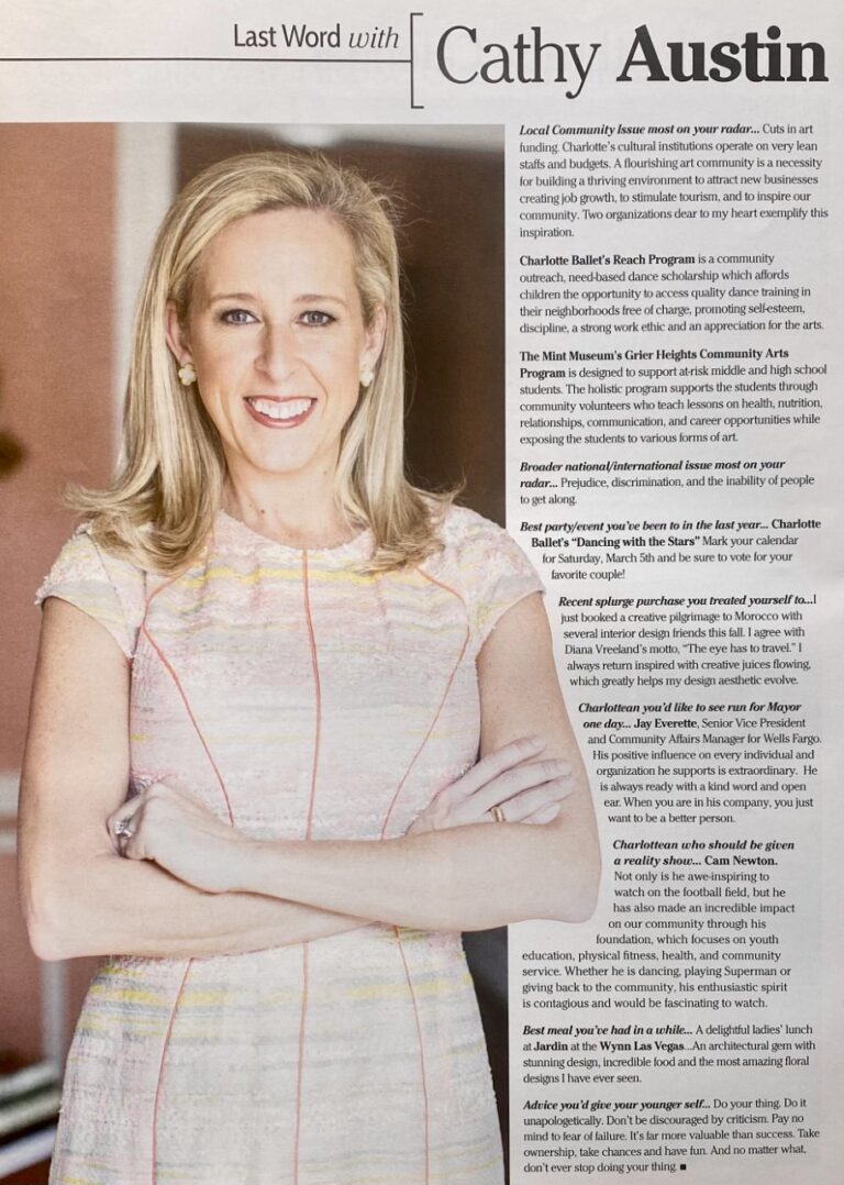 Society Charlotte Article – Catherine M. Austin Interior Design